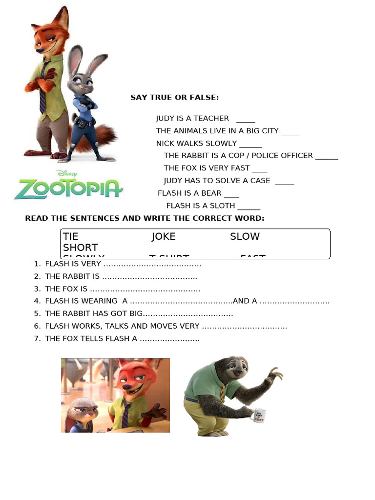 Zootopia-Trailer-Activities Teacher Switcher | PDF