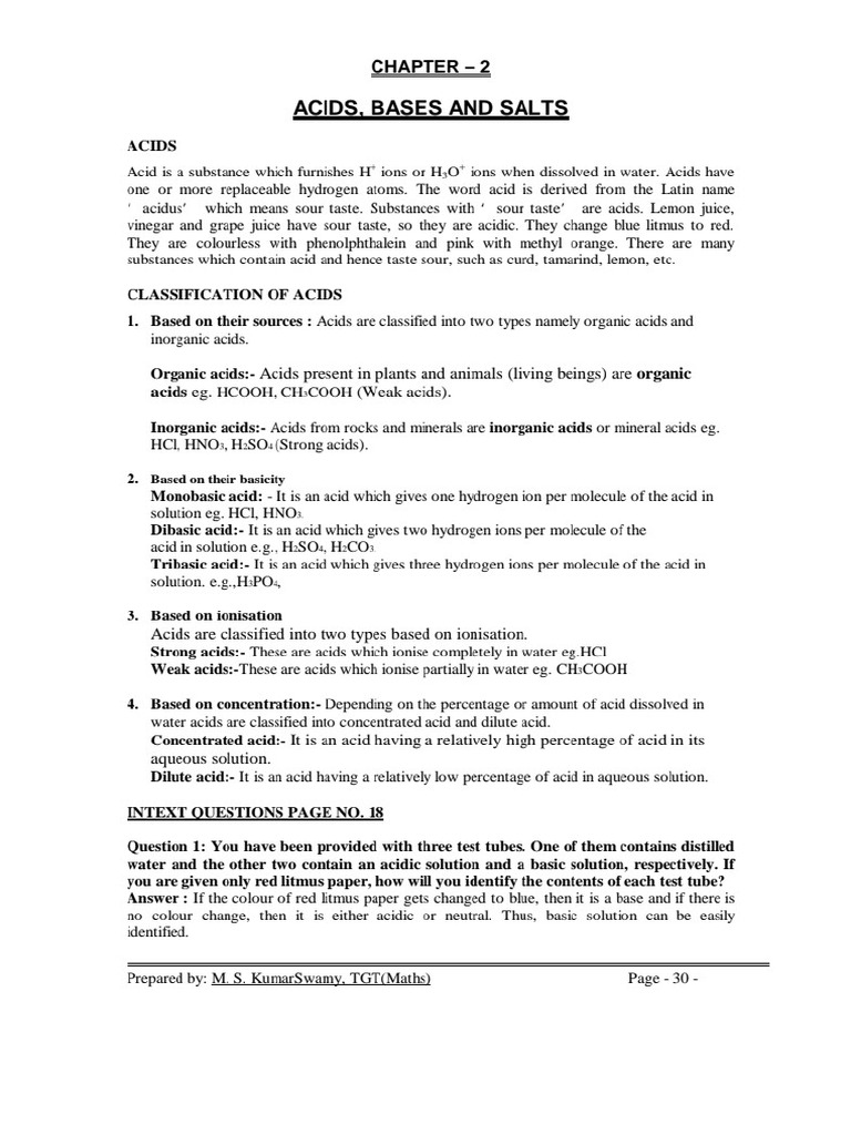 Chemistry Class X Reference Study Material | PDF