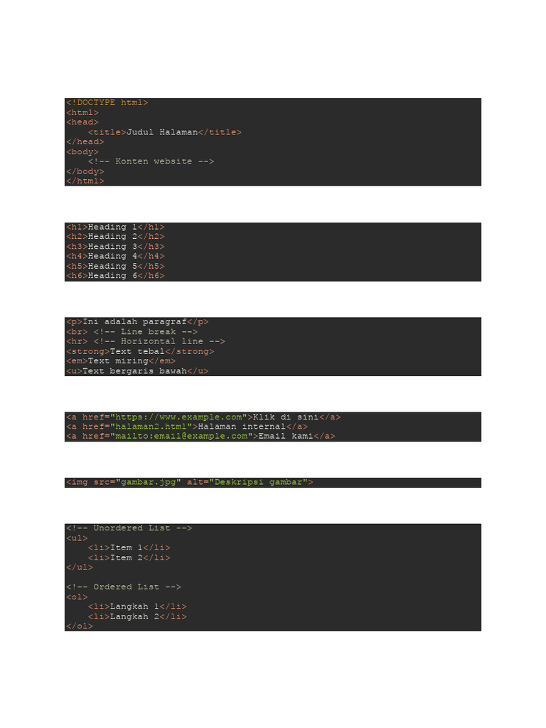 Struktur Dasar HTML | PDF