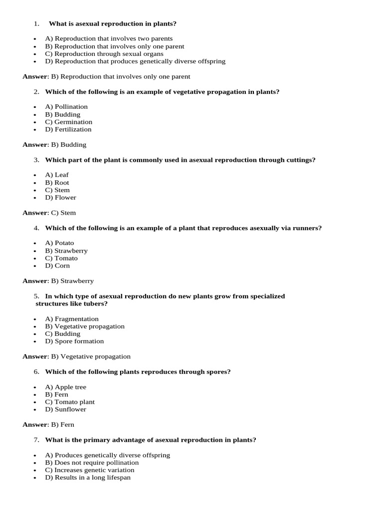 Asexual vs. Sexual Reproduction in Plants | PDF | Plant Reproduction ...