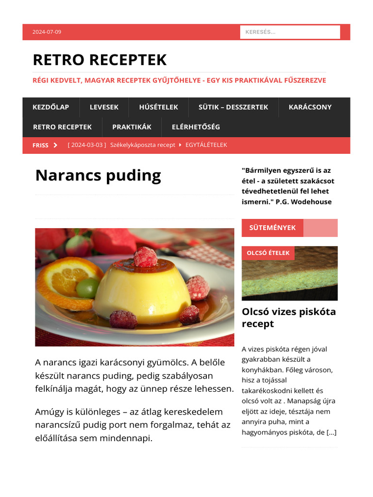 Narancs Puding - Retro Receptek | PDF