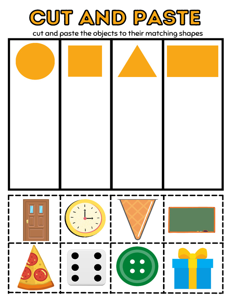 Cut and Paste Shapes Activity Worksheet For Preschool PDF | PDF