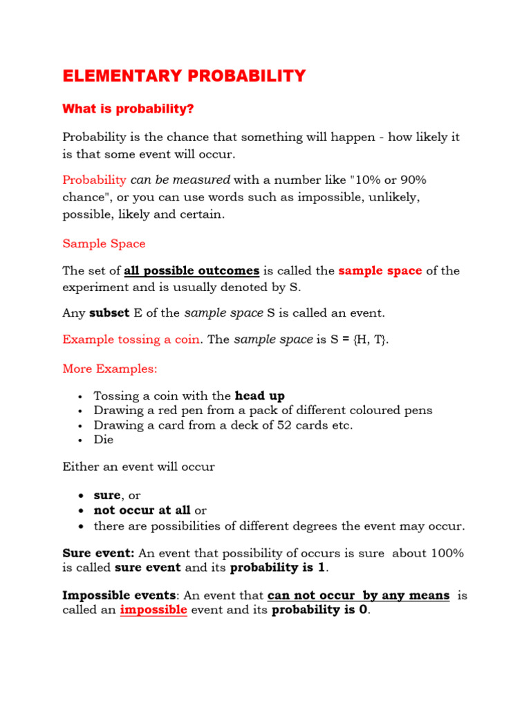 ELEMENTARY PROBABILITY -student | PDF | Probability | Applied Mathematics