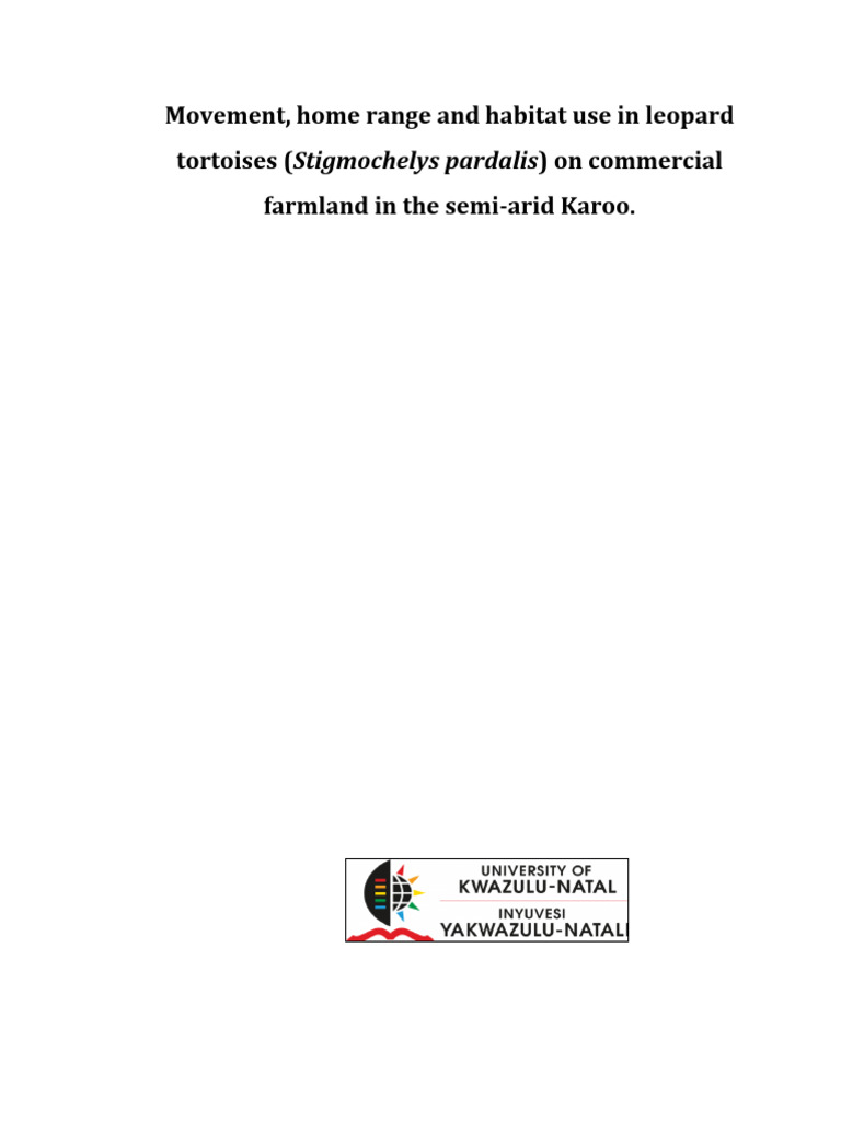 Movement, home range and habitat use in leopard __tortoises ...