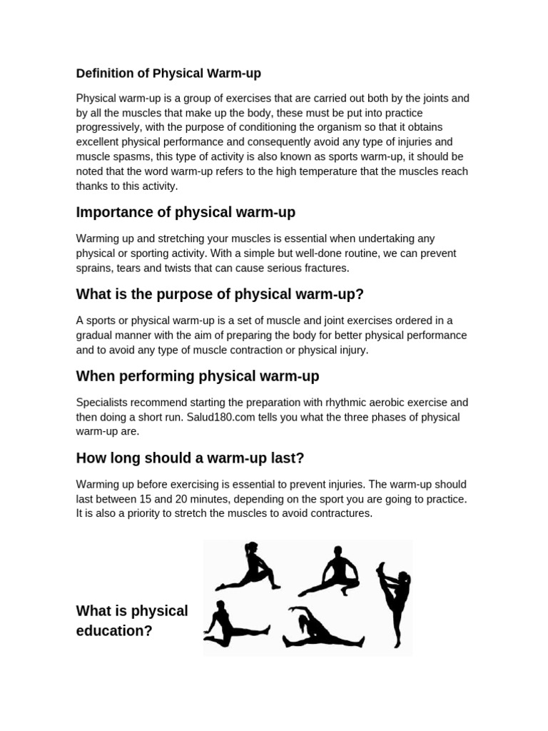 Definition of Physical Warm-up | PDF | Physical Fitness | Sports