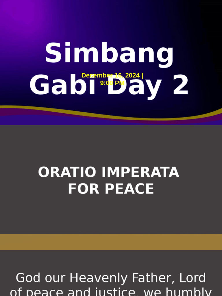 Simbang Gabi Day 2: Oratio Imperata for Peace | PDF | God The Father ...