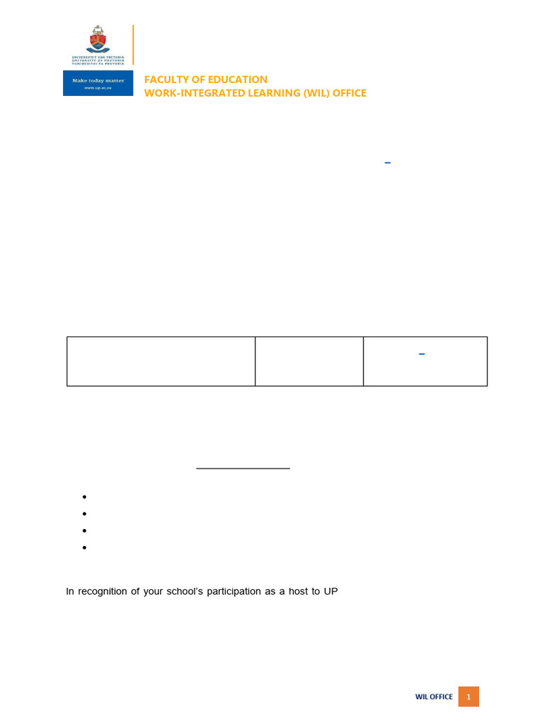 WIL 2025 School Placement Request | PDF | Teachers | Teaching