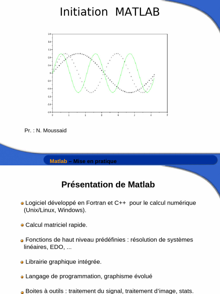 Matlab Introduction Moussaid | PDF | MATLAB | Matrice (Mathématiques)