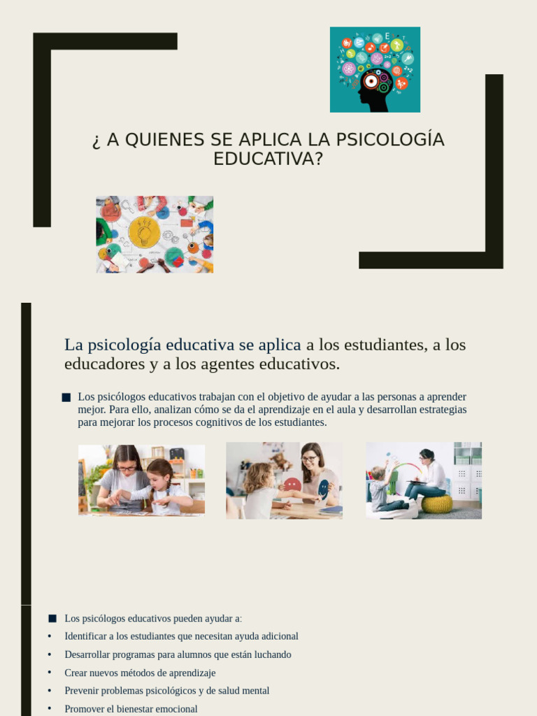 A Quienes Se Aplica La Psicología Educativa | PDF