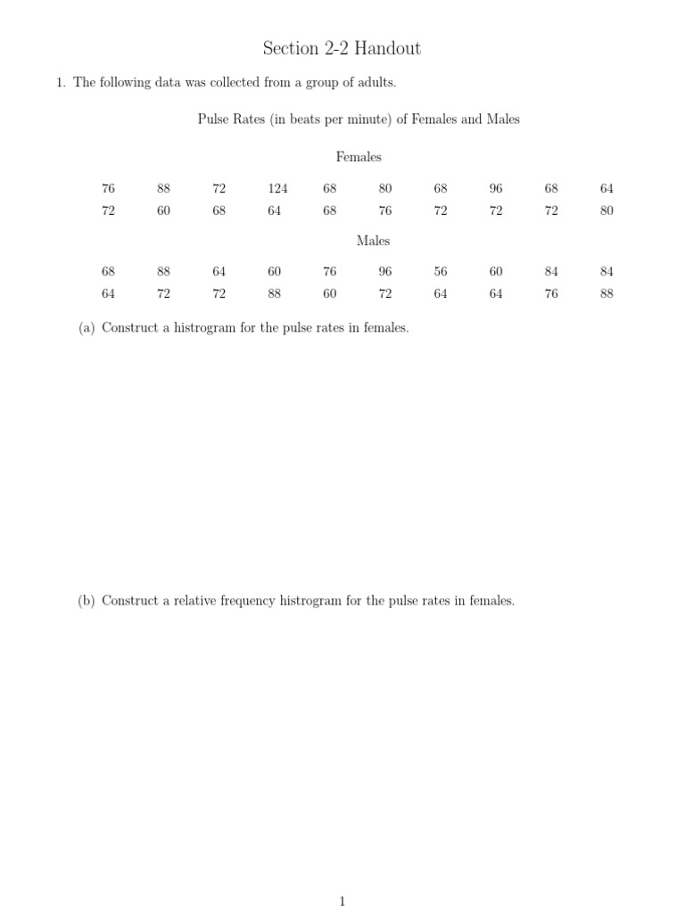 Adult Pulse Rate Analysis | PDF
