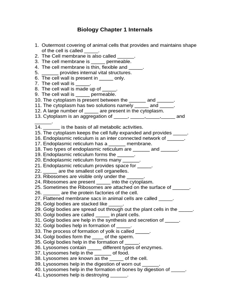Biology Chapter 1 Internals | PDF | Cytoplasm | Cell Nucleus