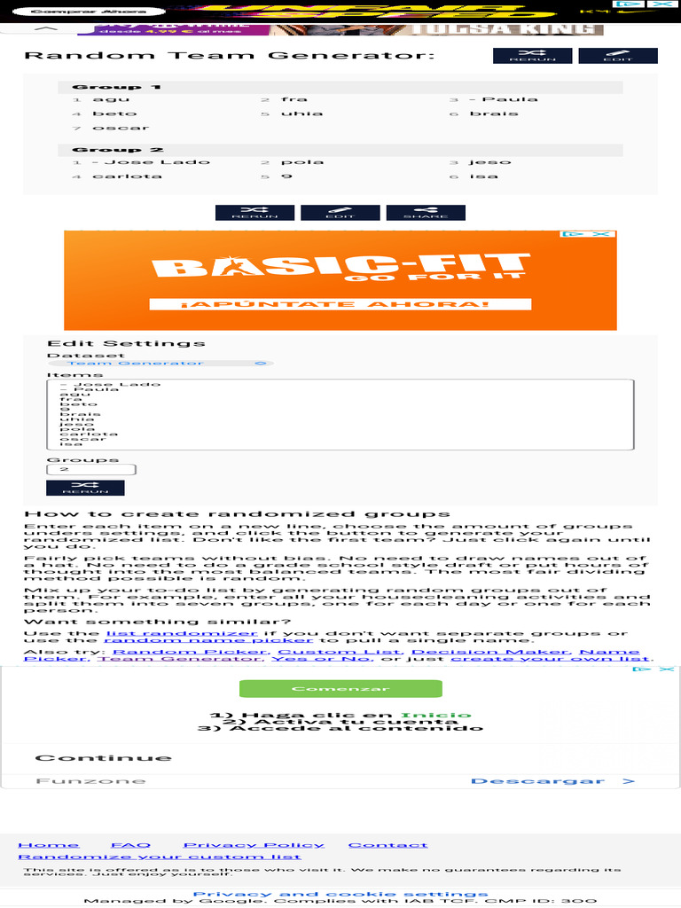 Random Team Generator — Split a List Into Random Groups | PDF