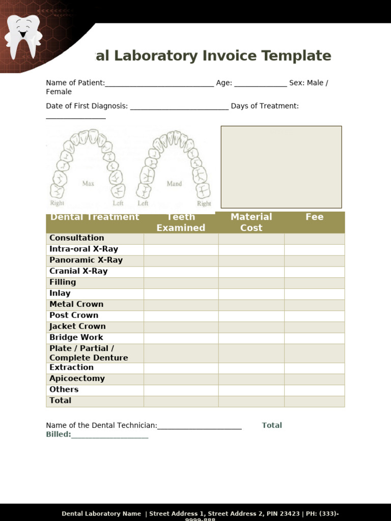Dental Laboratory Invoice Template | PDF