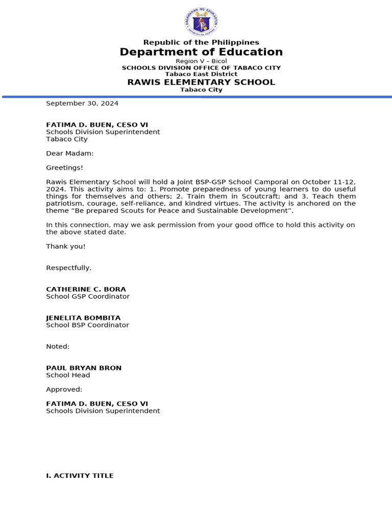 Joint BSP GSP School Camporal 2024 New | PDF | Teachers