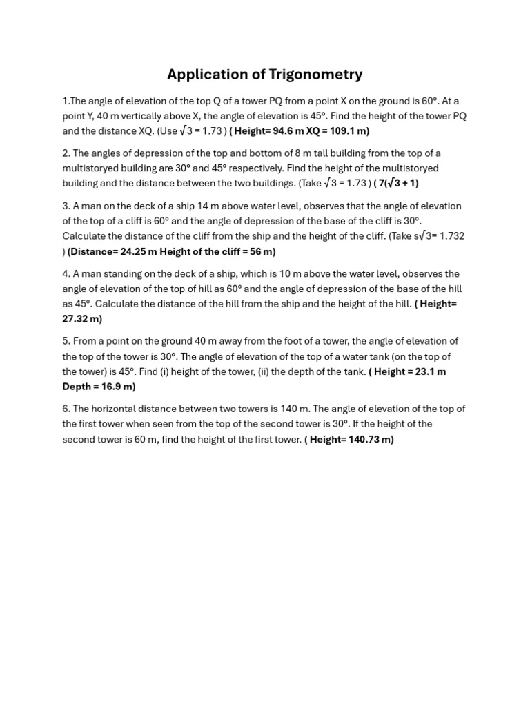 Application of Trigonometry | PDF