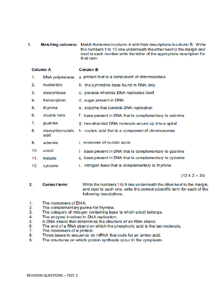 DNA_Test-2 Revision Questions | PDF