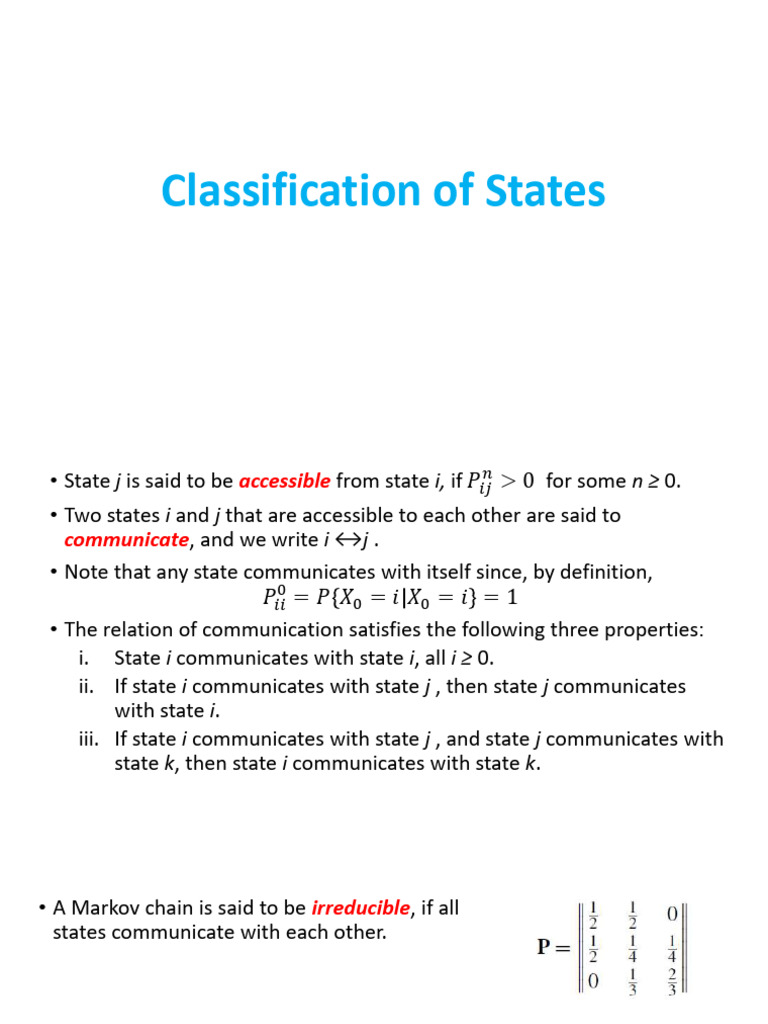 SP 7 Classification of States | PDF | Markov Chain | Probability Theory