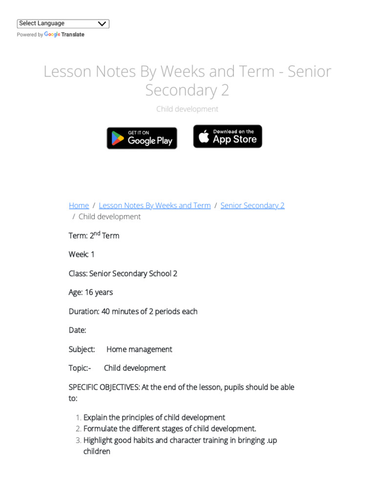 Child Development Lesson Plan | PDF | Infants | Child Development
