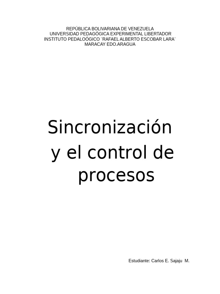 Sincronización y el control de procesos | PDF | Paso de mensajes | Hilo (Computación)
