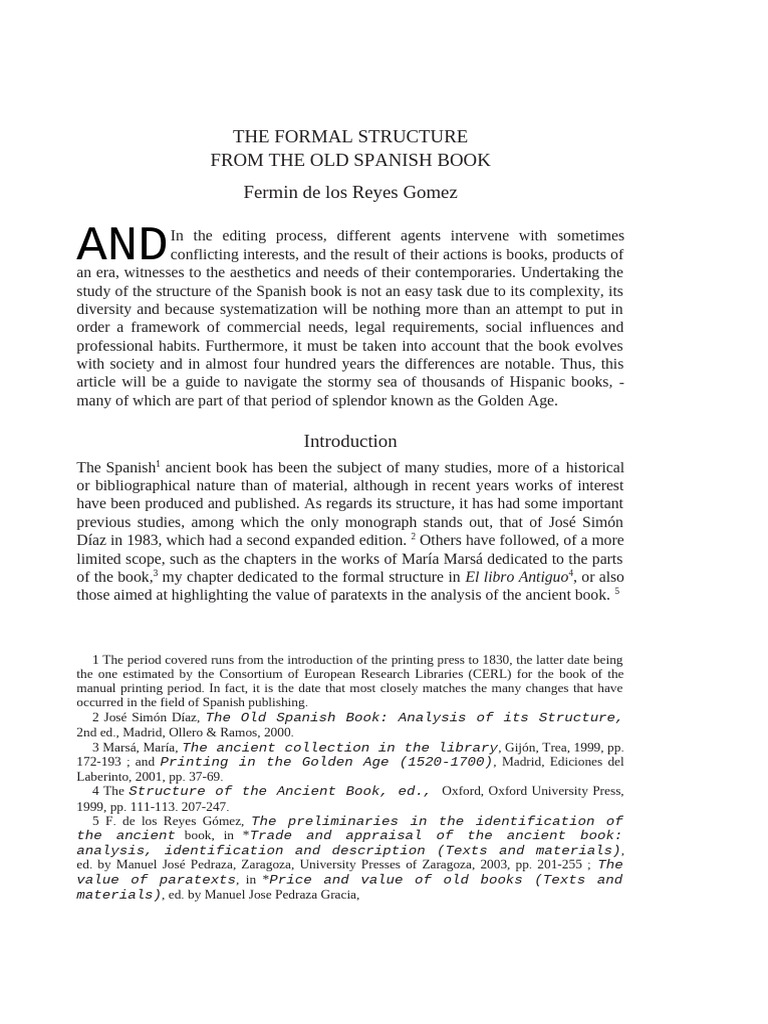 Formal Structure of the Old Spanish Book | PDF | Books | Spain