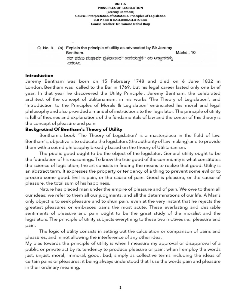 Unit - 5 Principles of Legislation - Notes DR - SNB | PDF ...