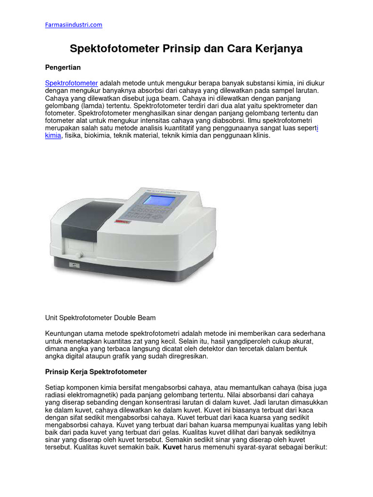 Prinsip Kerja Spektrofotometer | PDF