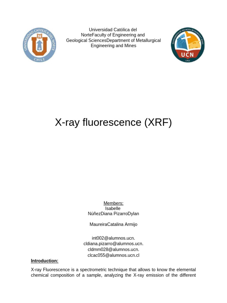 X-Ray Fluorescence Report | PDF | Energy Dispersive X Ray Spectroscopy ...