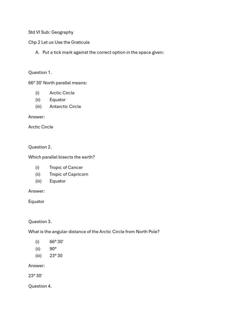 CHP 2 Geography Notes VI STD | PDF | Equator | Cartography