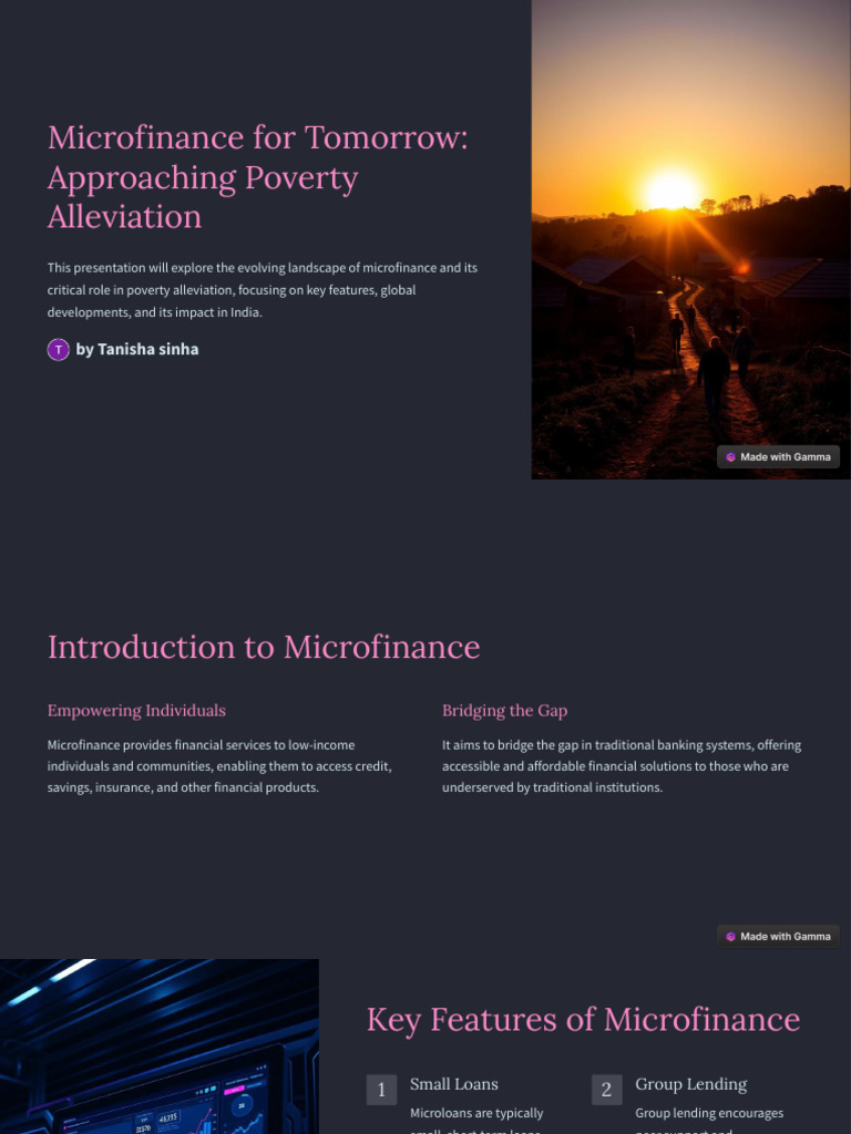 Microfinance For Tomorrow Approaching Poverty Alleviation | PDF | Microfinance | Microcredit