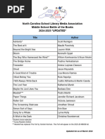 2025-2026 Middle School Battle Books List | PDF