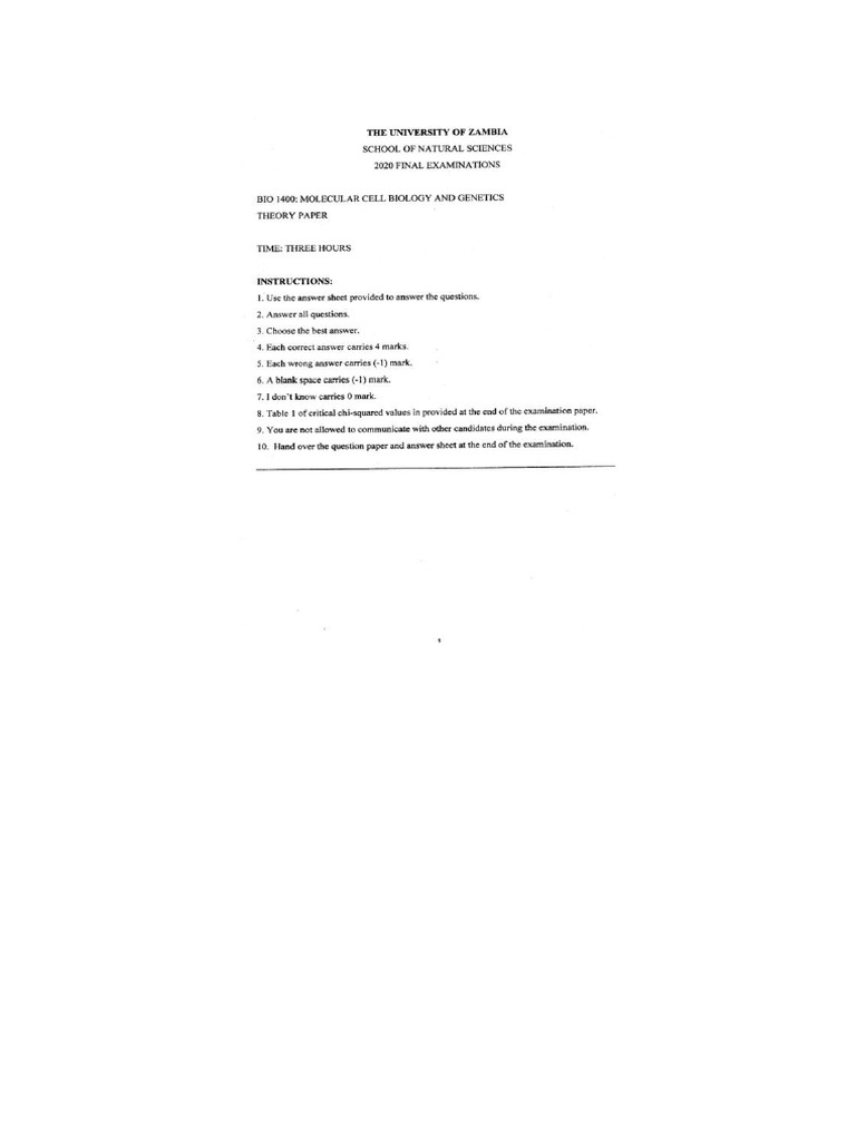 Unza Examination Paper PDF | PDF