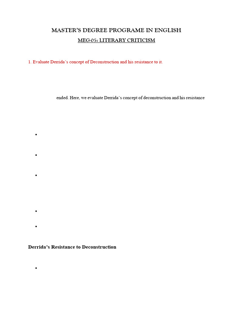 Meg 5 Deconstruction | PDF | Deconstruction | Jacques Derrida