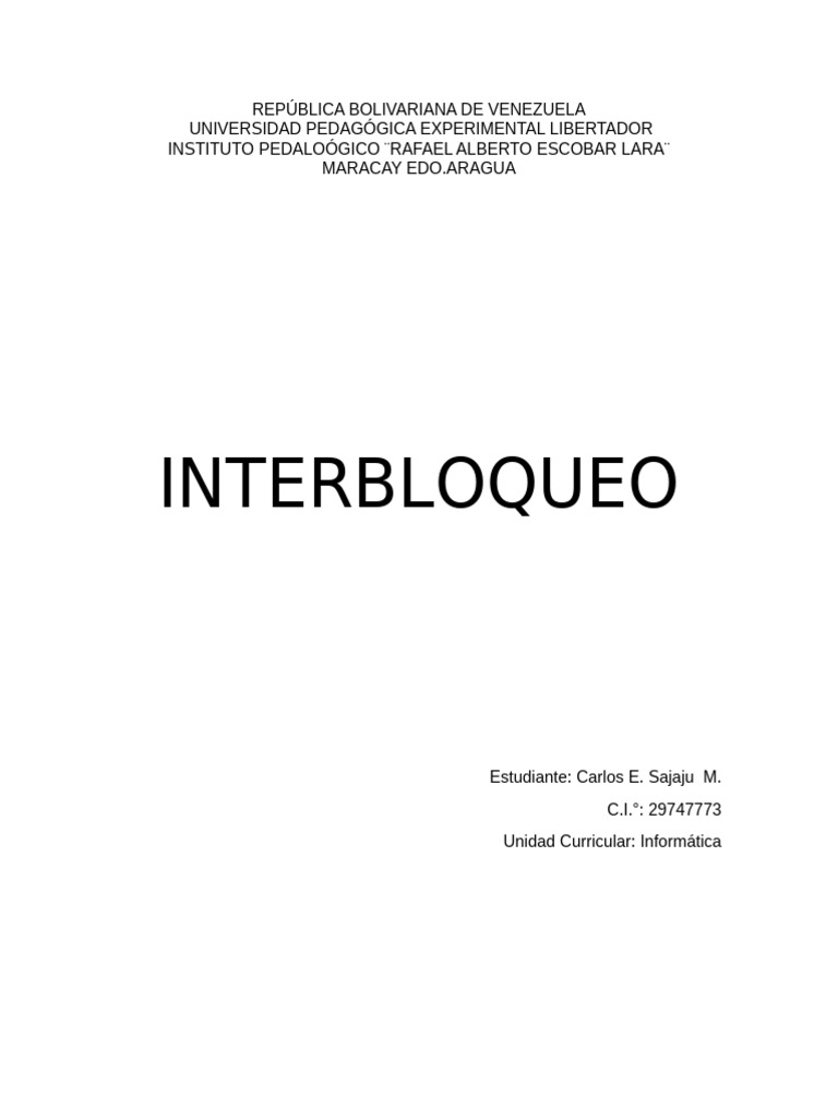 INTERBLOQUEO | PDF | Ciencias de la Computación | Informática