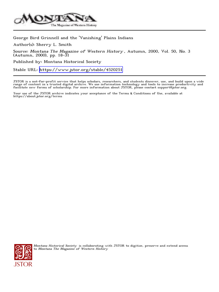 George Bird Grinnell and The 'Vanishing' Plains Indians | PDF ...