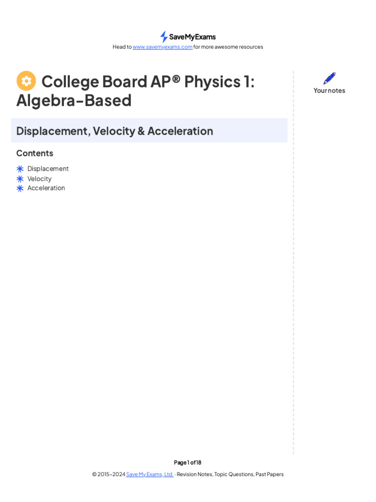 Displacement, Velocity, Acceleration | PDF | Velocity | Speed