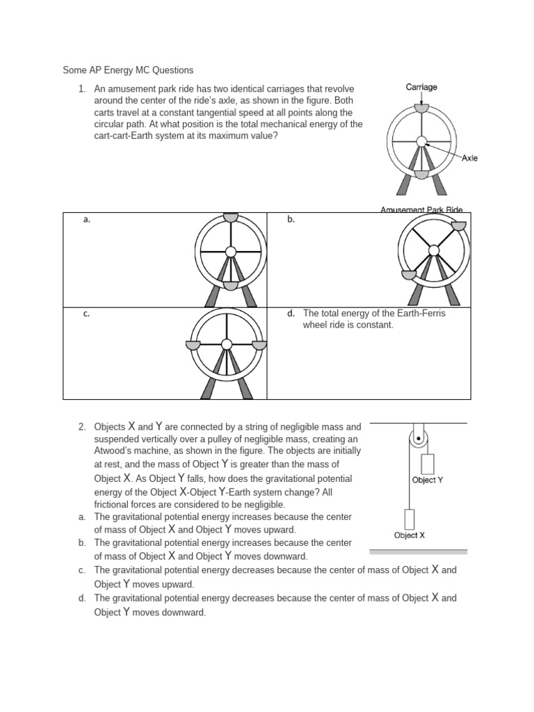 AP Energy Assignment | PDF | Force | Potential Energy