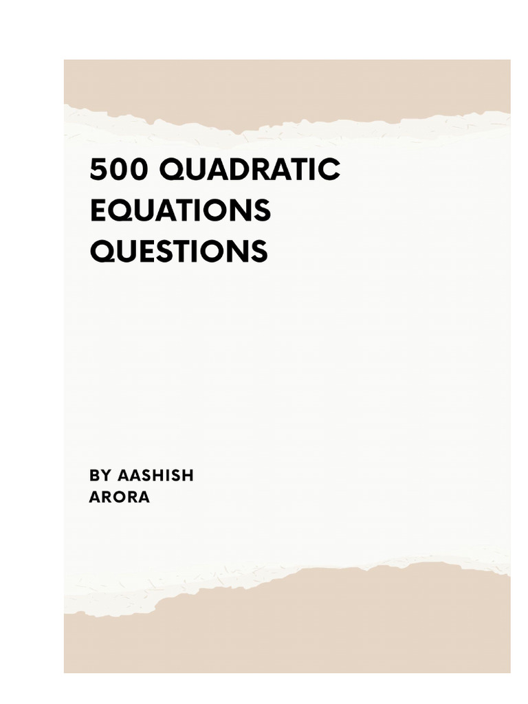 500 Quadratic Equation Questions Worksheet | PDF | Mathematics ...