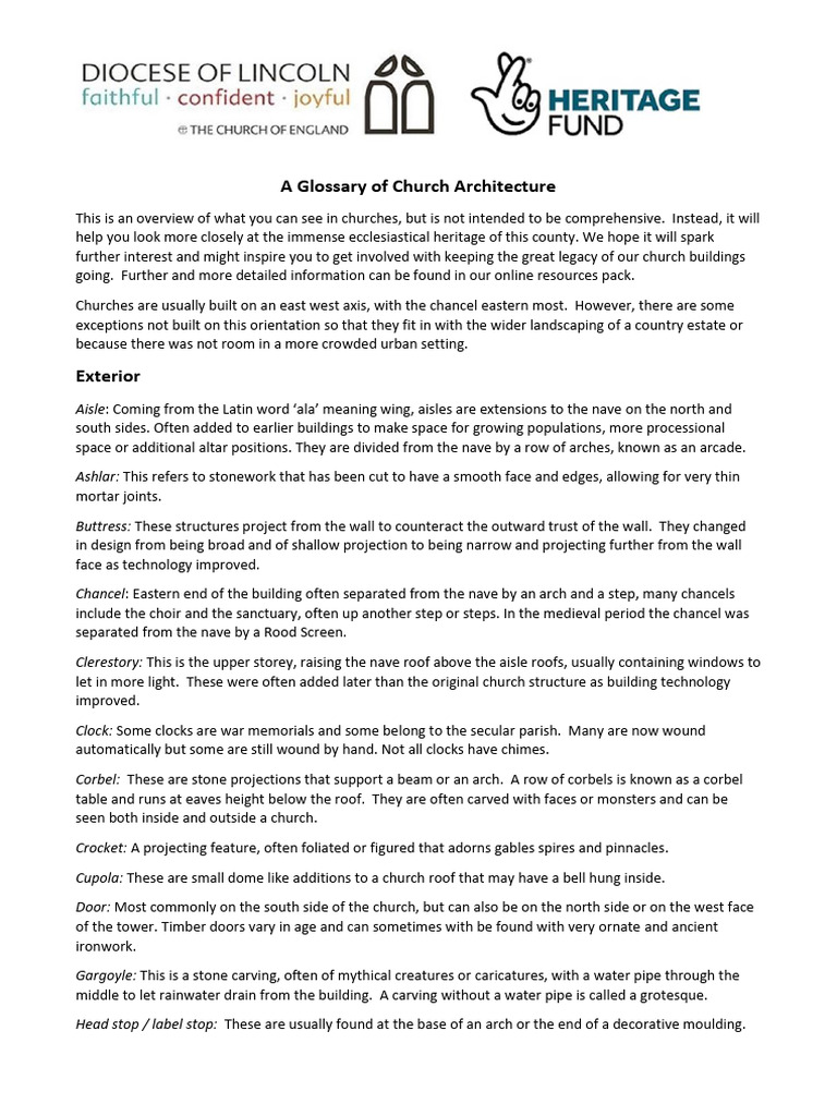 A Glossary of Church Architecture | PDF | Altar | Architectural Design