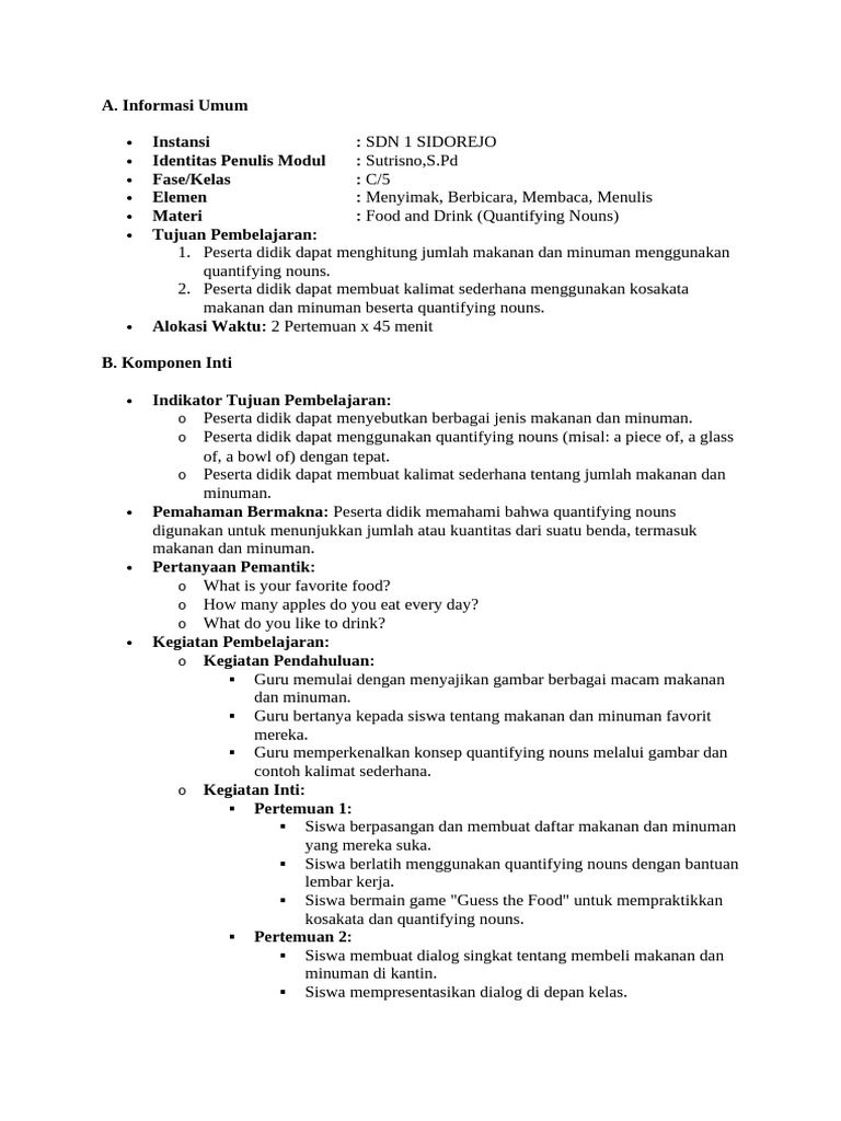 Modul Ajar Bahasa Inggris Kls 5 TP 2 | PDF