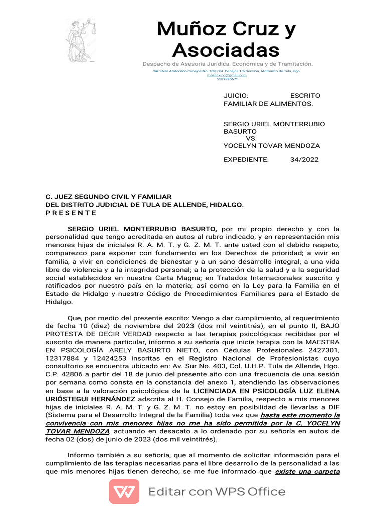 Escrito Cumplimiento y DIF | PDF