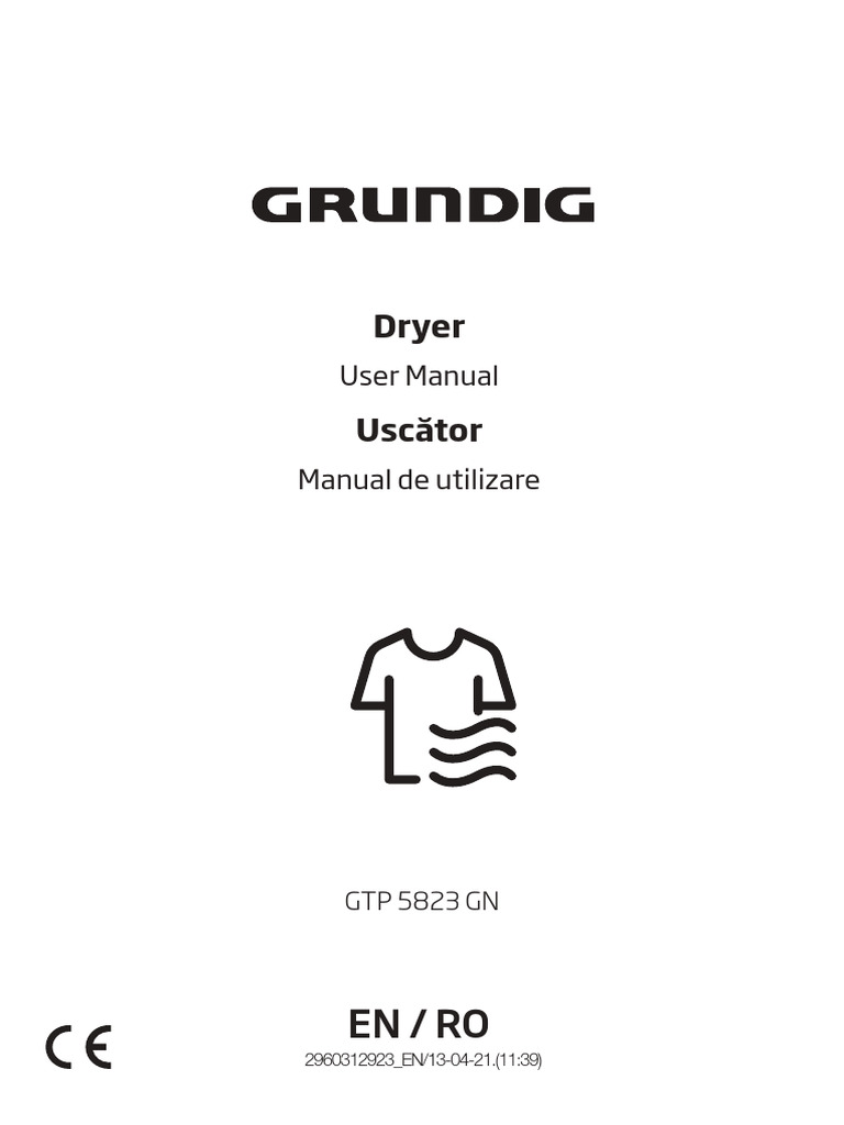 Manual Utilizare GTP5824BN | PDF | Clothes Dryer | Ultraviolet