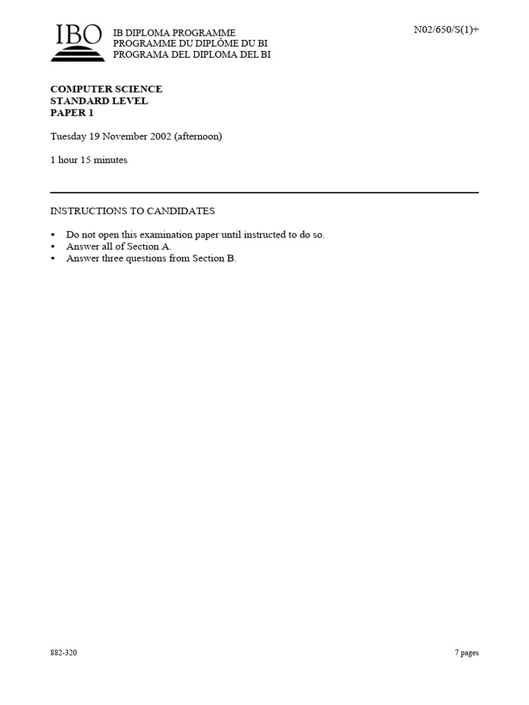 Computer Science Paper 1 SL | PDF | Computer Data Storage | Computer Program