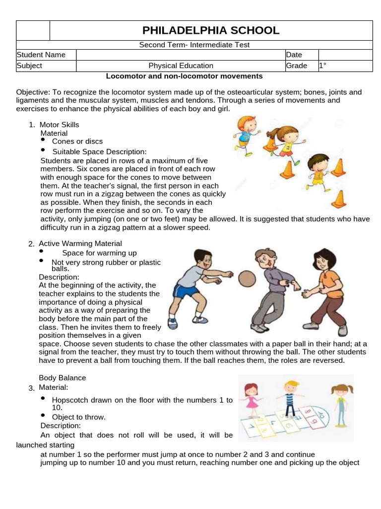 Physical Education: Locomotor and Non-Locomotor Movements | PDF ...