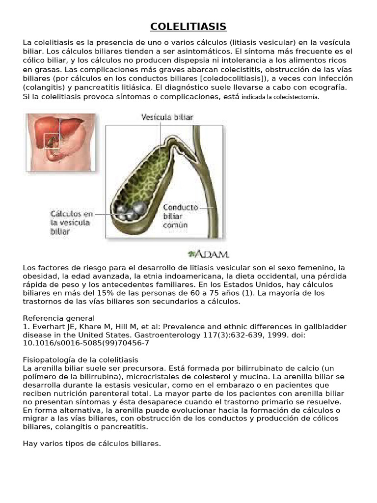 COLELITIASIS | PDF | Hígado | Enfermedades y trastornos