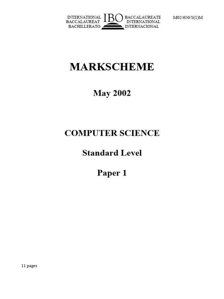 IB Computer Science SL Paper 1 Markscheme | PDF | Integer (Computer Science) | Integer