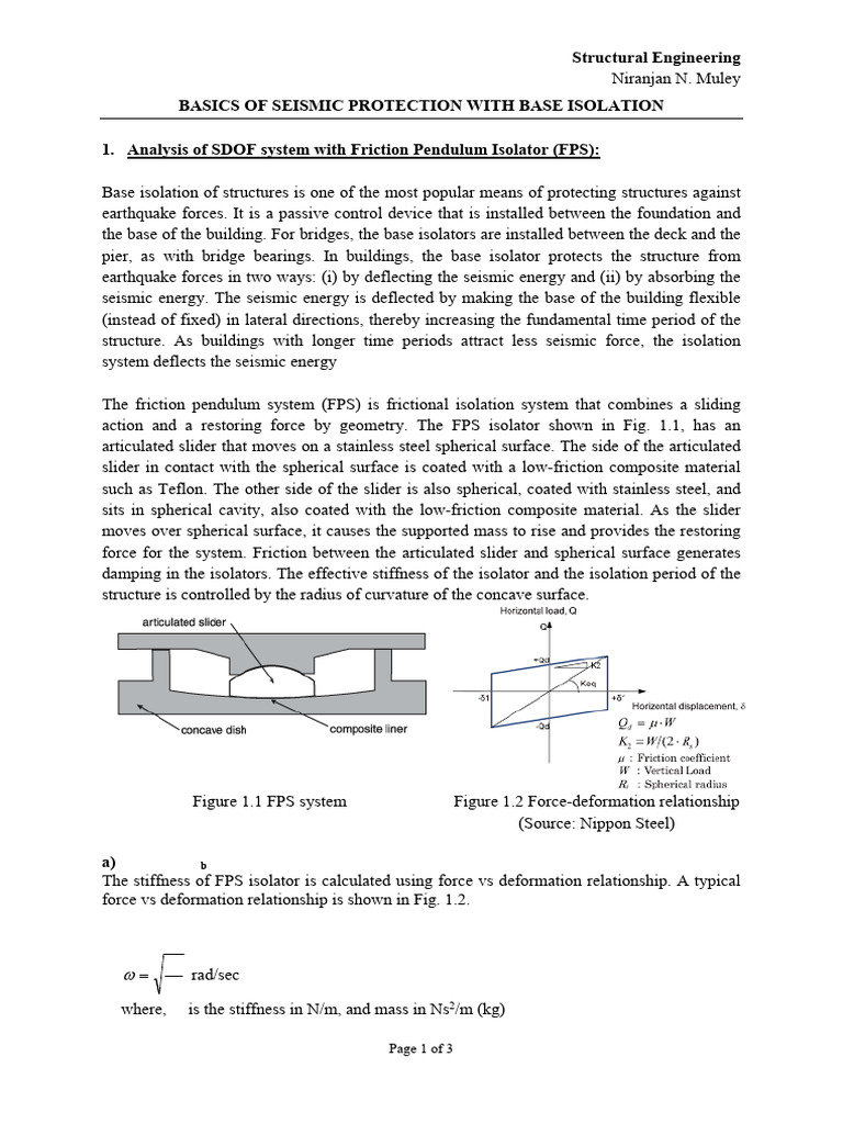 Seismic Isolation For Engineers Pdf Earthquake Engineering Friction