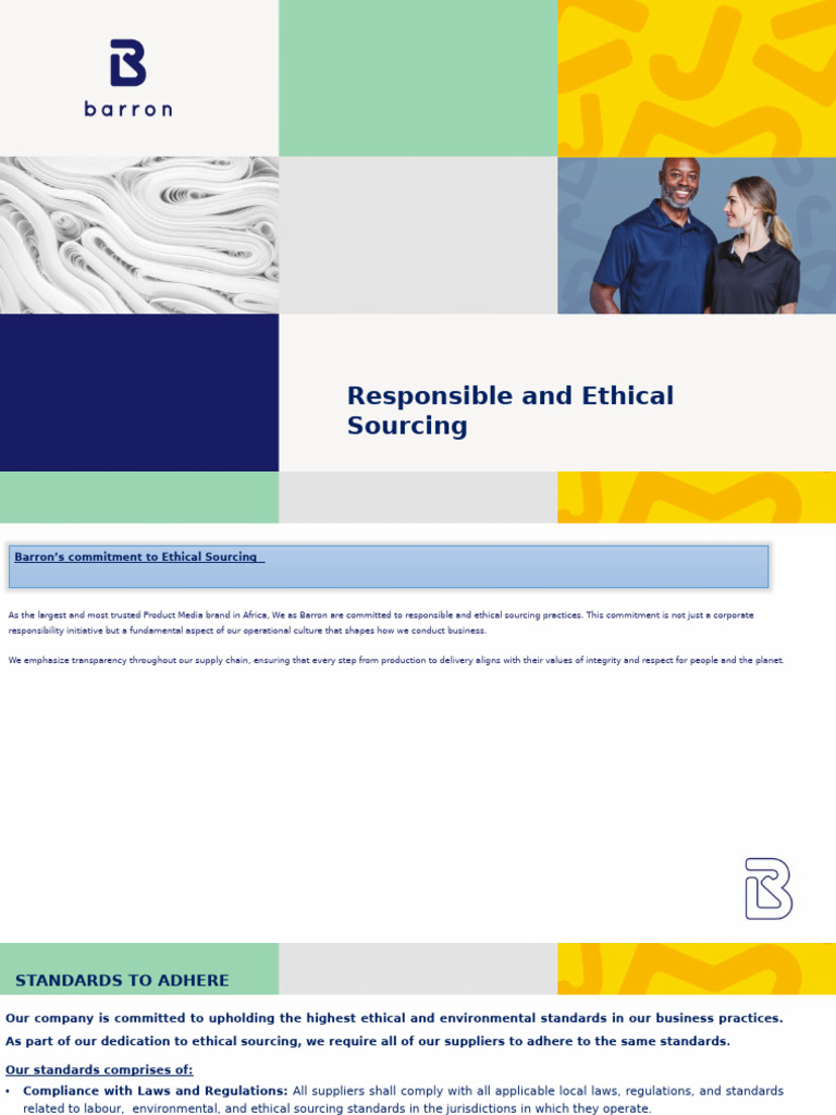 Barron's Ethical Sourcing Commitment | PDF | Supply Chain | Integrity