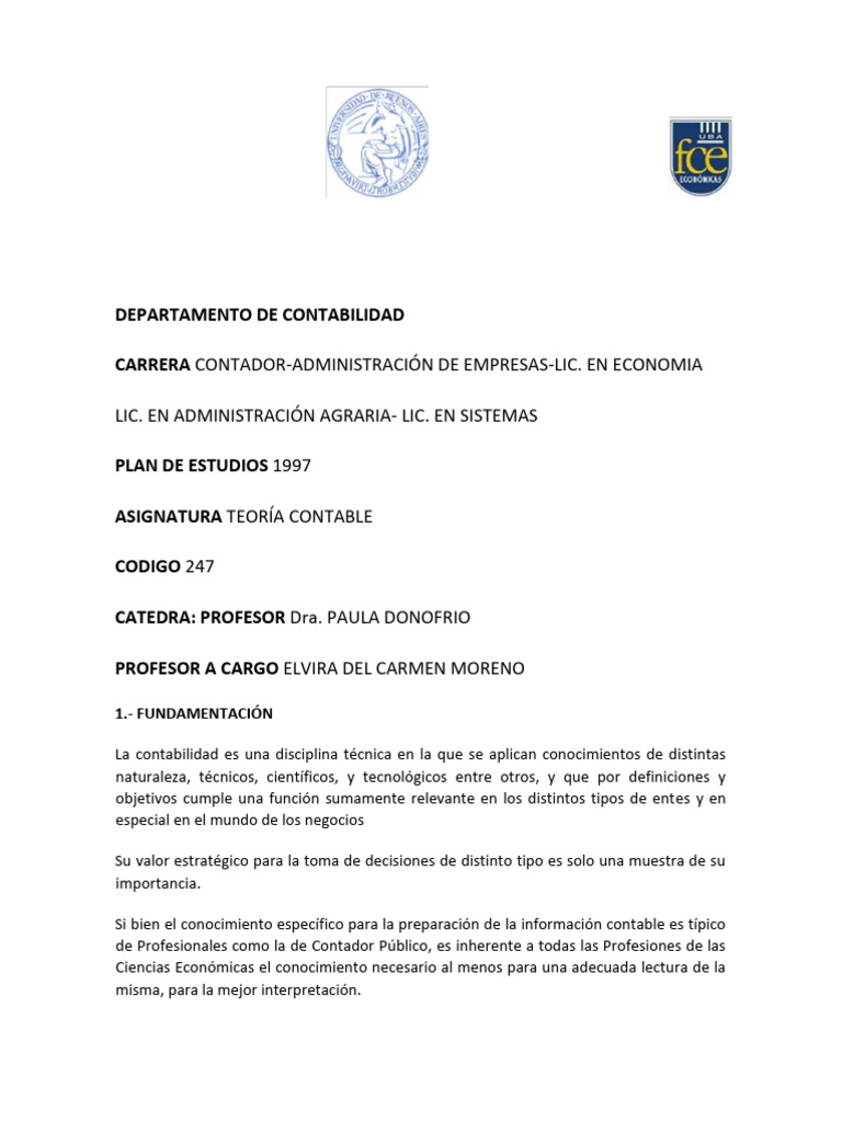 Programa de Teoría Contable | PDF | Contabilidad | Plan de estudios