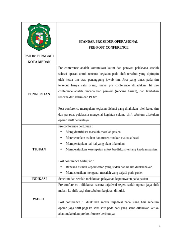 Sop Pre Dan Post | PDF