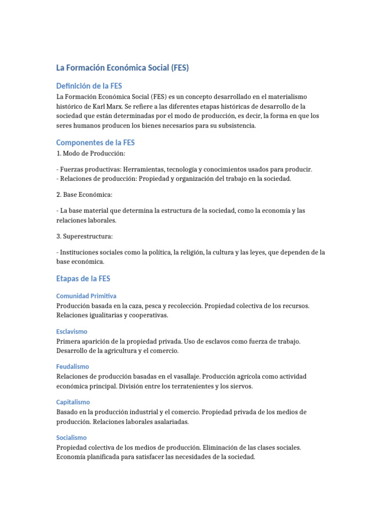 Formacion Economica Social FES | PDF | Sociedad | Economias